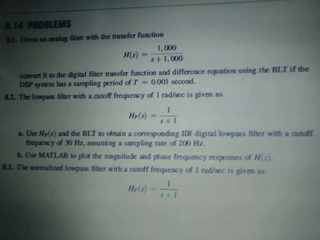 Solved Given an analog filter with the transfer function H | Chegg.com
