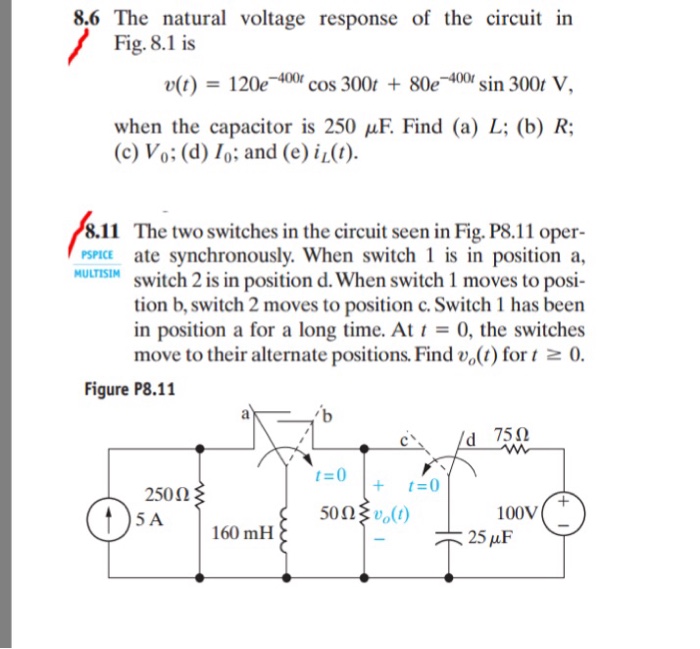Solved The natural voltage response of the circuit in i Fig. | Chegg.com