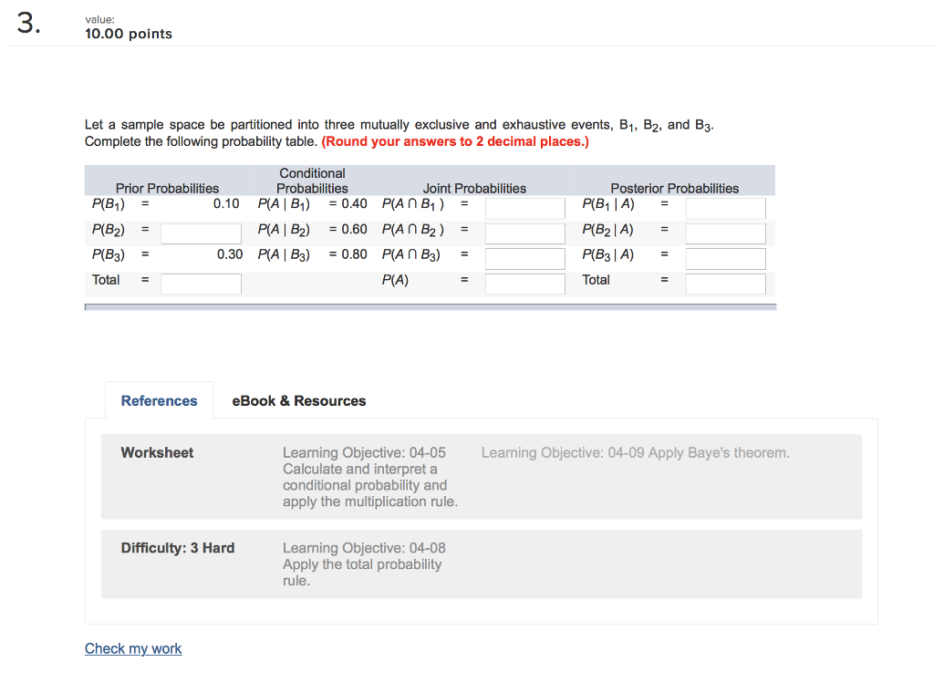 Solved 3. value: 10.00 points Let a sample space be | Chegg.com