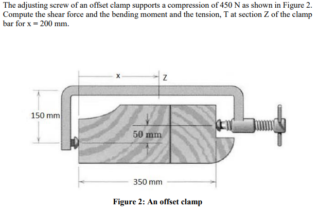 Solved The adjusting screw of an offset clamp supports a | Chegg.com