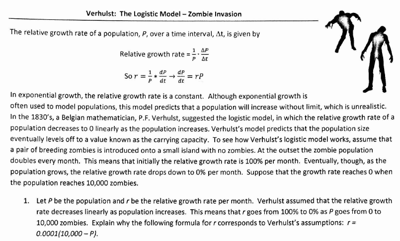 The relative growth rate of a population, P, over a | Chegg.com