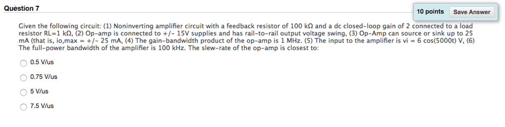 Solved Given the following circuit: Noninverting amplifier | Chegg.com
