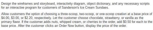 Solved Design the wireframes and storyboard, interactivity | Chegg.com