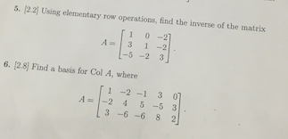 Solved Using elementary row operations, find the inverse of | Chegg.com
