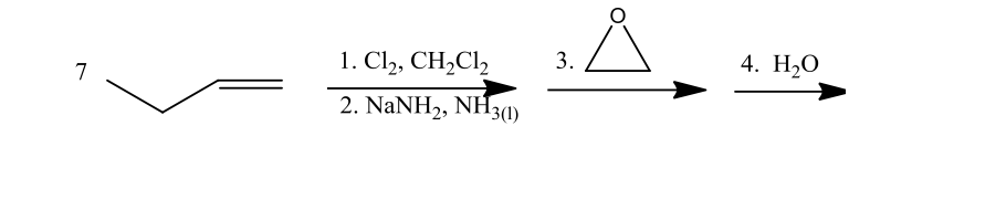 Solved 1. Cl2, CH2Cl2 2. NaNH2, 3(1) 4. H3O | Chegg.com
