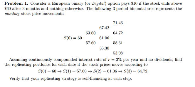 Solved Consider a European binary (or Digital) option pays | Chegg.com