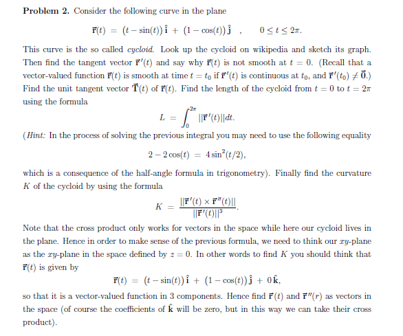 Solved Problem 2. Consider the following curve in the plane | Chegg.com