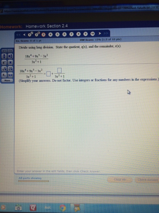 Solved Homework Homework Section 2 4 Hw Score 15 1 5 Of