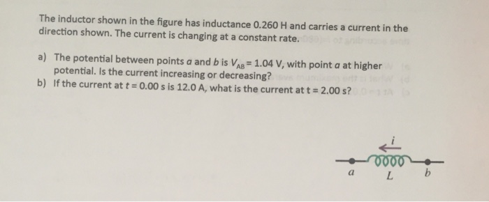 Solved The Inductor Shown In The Figure Has Inductance 0 260