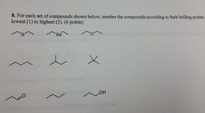 Solved 8. For each set of compounds shown below, number the | Chegg.com