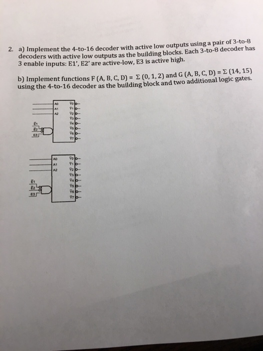 Solved Implement The 4 To L6 Decoder With Active Low Outputs 0237