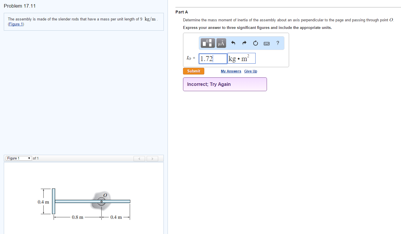 Solved Problem 17.11The assembly is made of the slender rods | Chegg.com