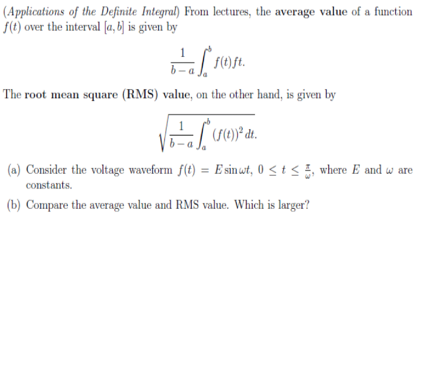 Solved (Applications of the Definite Integral) From | Chegg.com