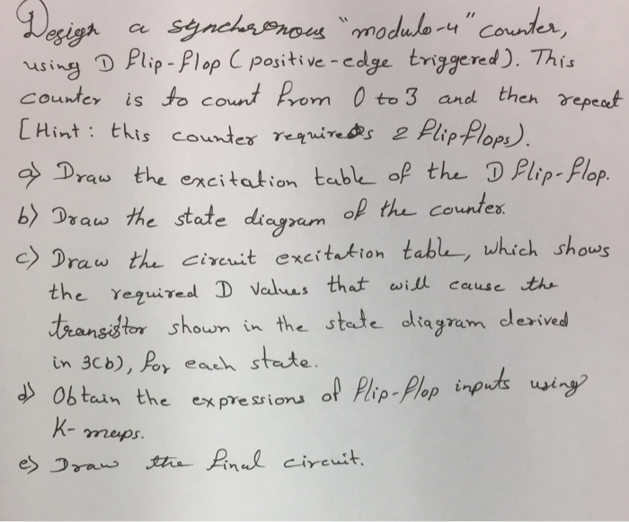 Solved Design a synchronous "module-4" counter, using D | Chegg.com