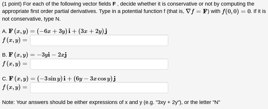 Solved For each of the following vector fields, decide | Chegg.com