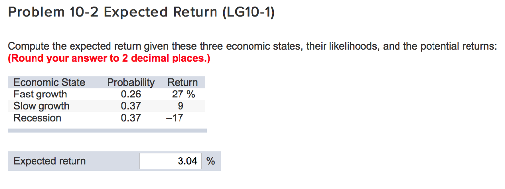 Solved Problem 10-2 Expected Return (LG10-1) Compute the | Chegg.com