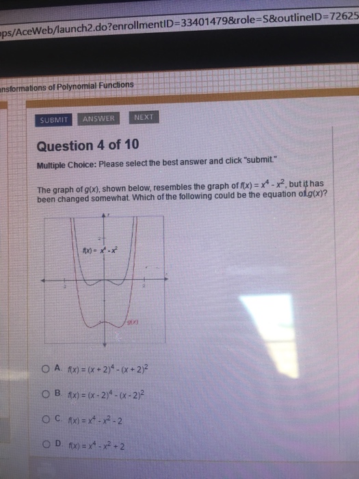 Solved The graph of g(x), shown below, resembles the graph | Chegg.com