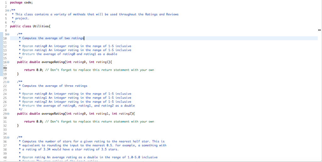 Solved 1 package code; This class contains a variety of | Chegg.com