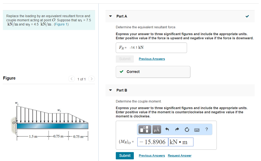 Solved Replace the loading by an equivalent resultant force | Chegg.com