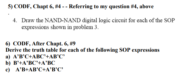 Solved 5) CODF, Chapt 6, #4-Referring to my question #4, | Chegg.com