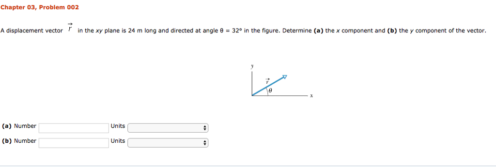 Solved A displacement vector r in the xy plane is 24 m long | Chegg.com