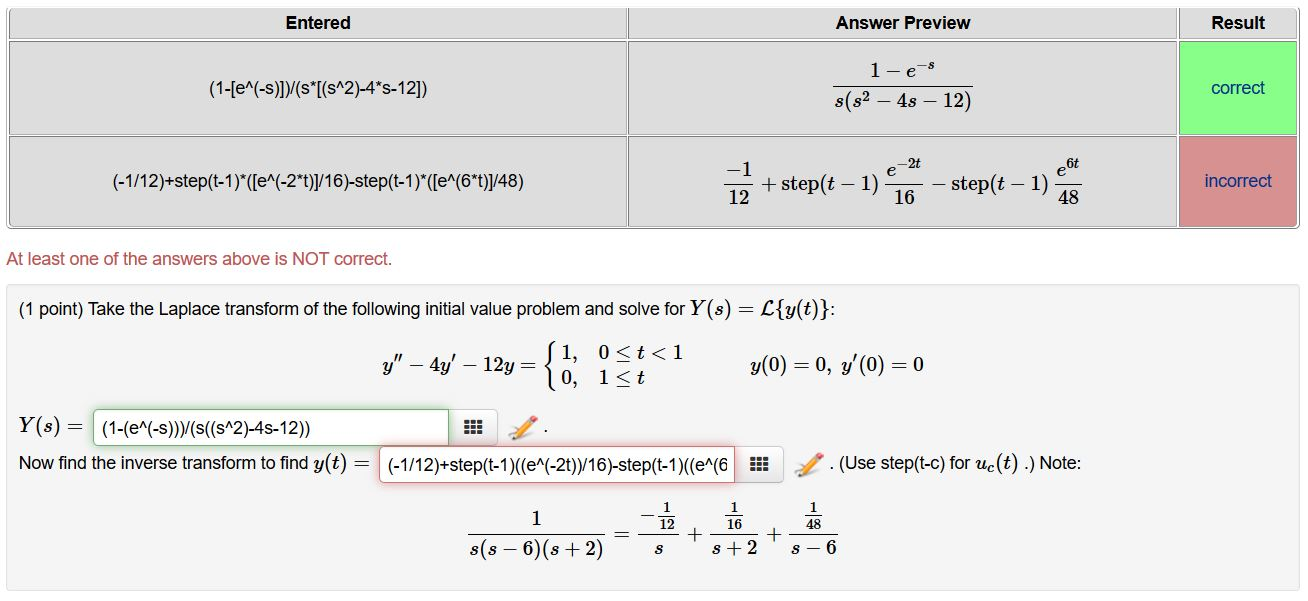 Solved Laplace transform: discontinuous forcing functions. | Chegg.com