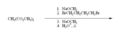Solved CH2(CO2CH3)2 NaOCH3 BrCH2CH2CH2CH2Br NaOCH3 H3O+, | Chegg.com