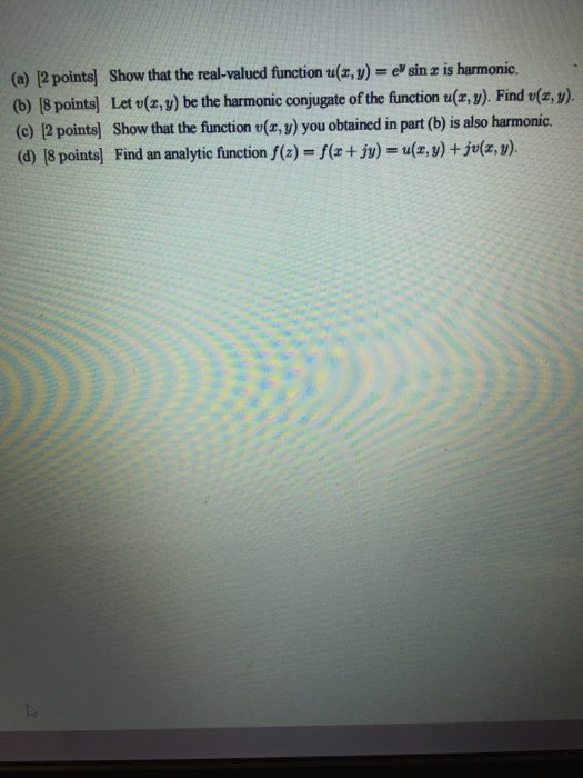 Solved Show that the real- valued function u(x,y) = e^y sin | Chegg.com