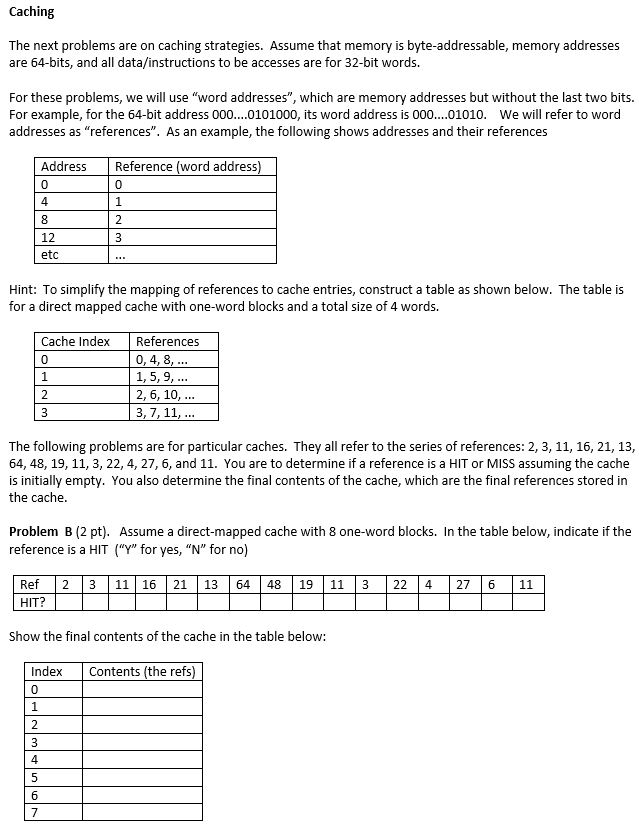 Solved Caching The next problems are on caching strategies. | Chegg.com