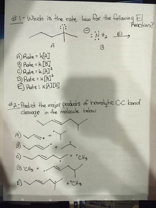 Solved 1-Which is the rate law for the following E1 | Chegg.com