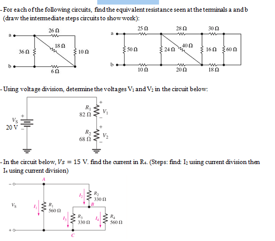 Solved 1.) For each of the following circuits, find the | Chegg.com