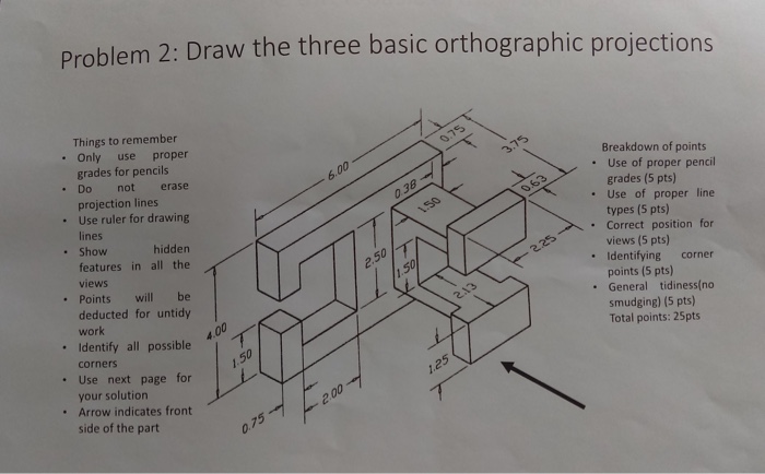 Solved Draw the three basic orthographic projections | Chegg.com