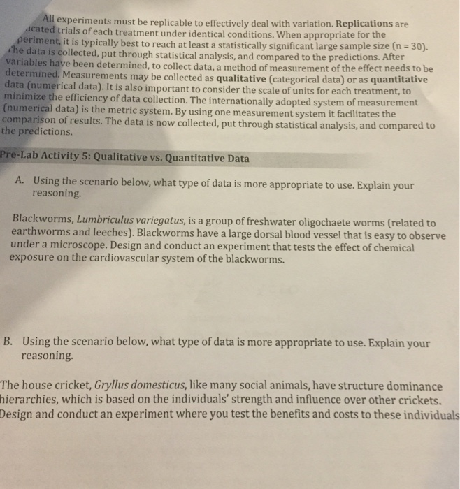 Solved All experiments must be replicable to effectively | Chegg.com