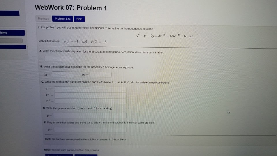 Solved WebWork 07: Problem 1 Problem List Next In this | Chegg.com