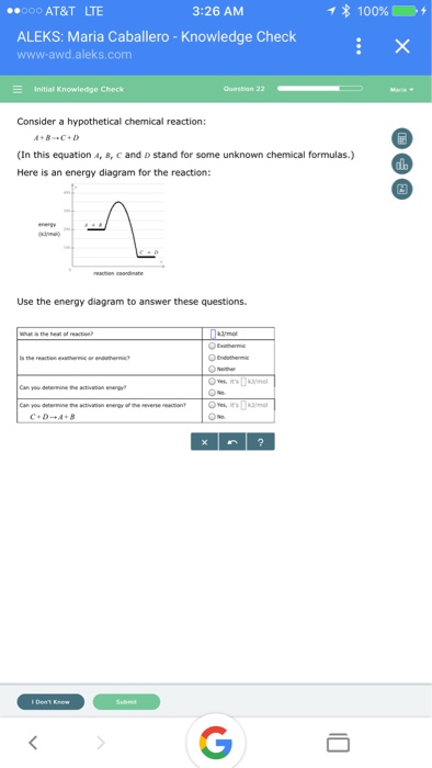 Solved Consider a hypothetical chemical reaction: A + B | Chegg.com