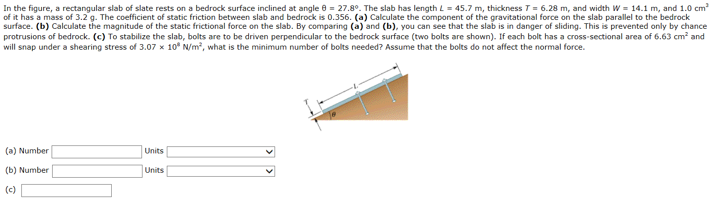 In the figure, a rectangular slab of slate rests on a | Chegg.com