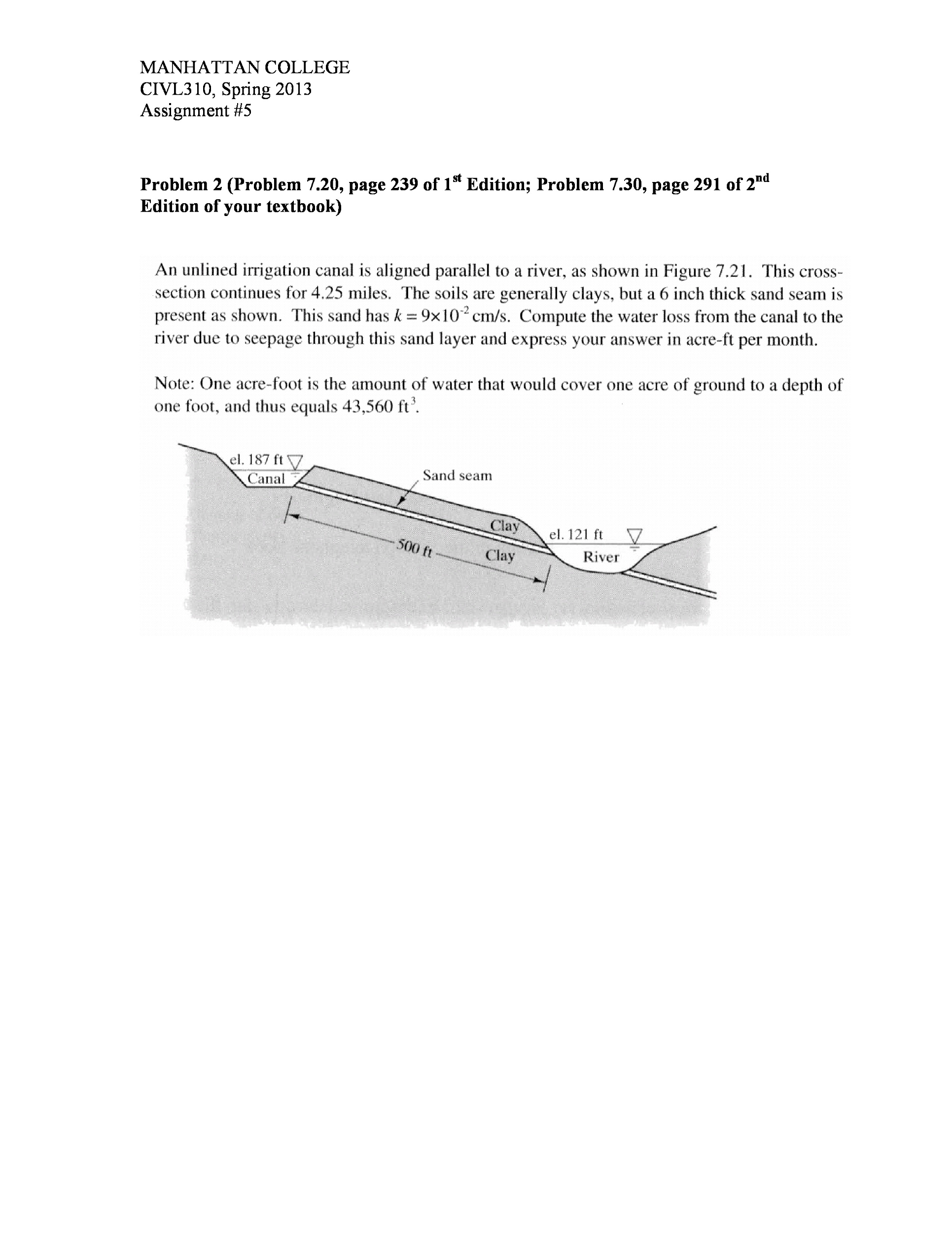 Solved An unlined irrigation canal is aligned parallel to a | Chegg.com