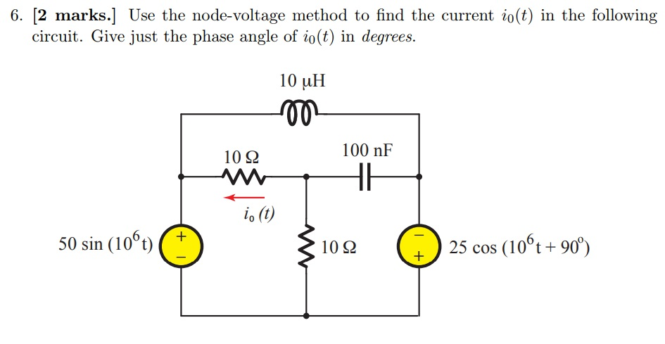 Solved 6. Use the node-voltage method to find the current | Chegg.com