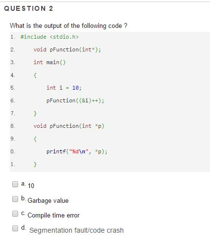 Solved QUESTION 2 What is the output of the following code? | Chegg.com