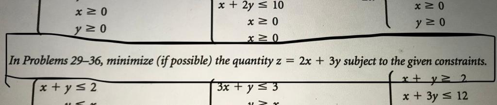 Solved x20 y20 x20 x2 0 In Problems 29-36, minimize (if | Chegg.com