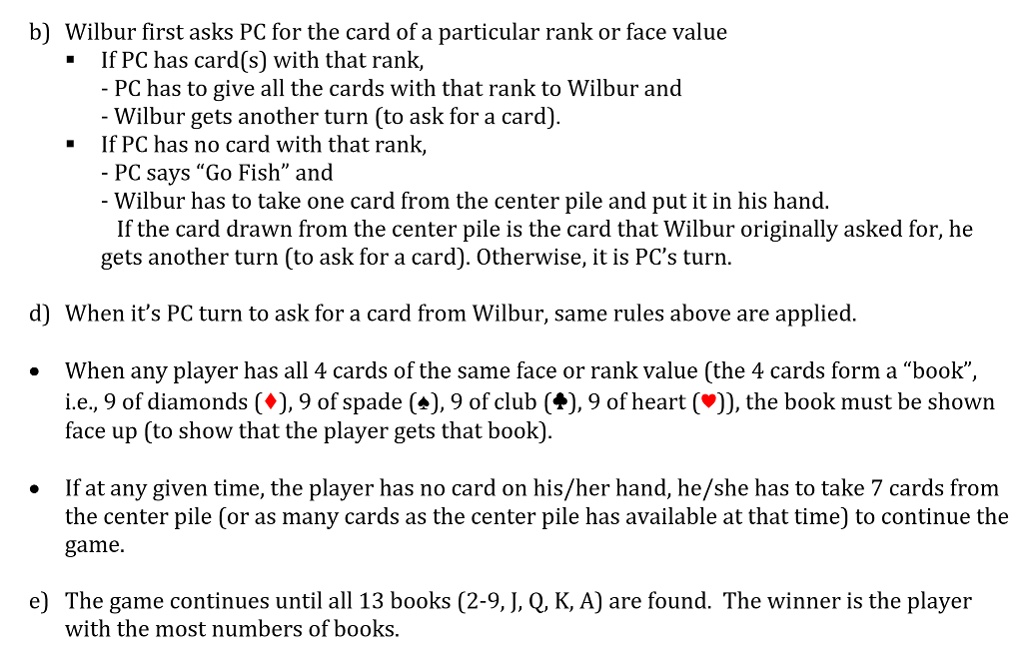 Solved Need help to Create a C program for a card game, | Chegg.com