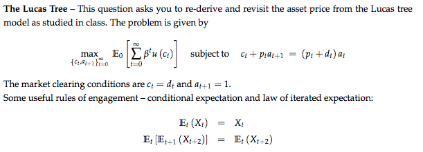 The Lucas Tree - This question asks you to re-derive | Chegg.com