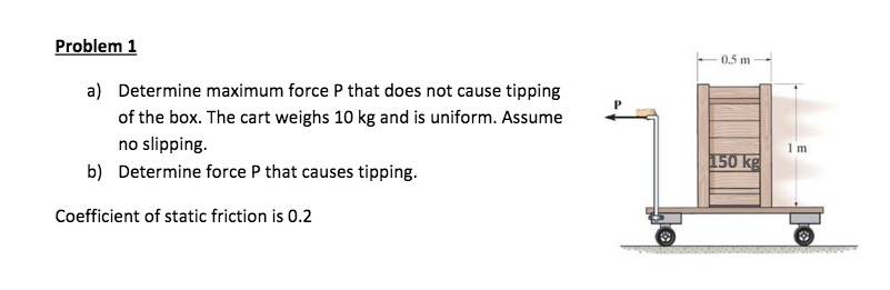 Solved Determine maximum force P that does not cause tipping | Chegg.com