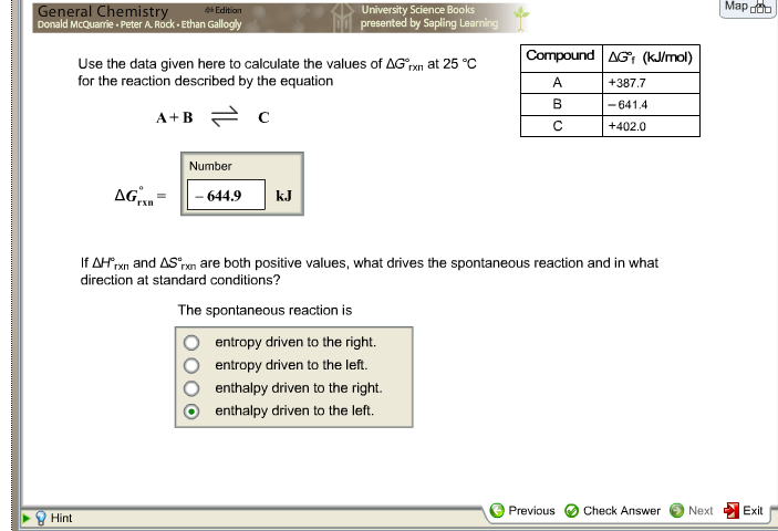 Solved Use the data given here to calculate the values of AG | Chegg.com