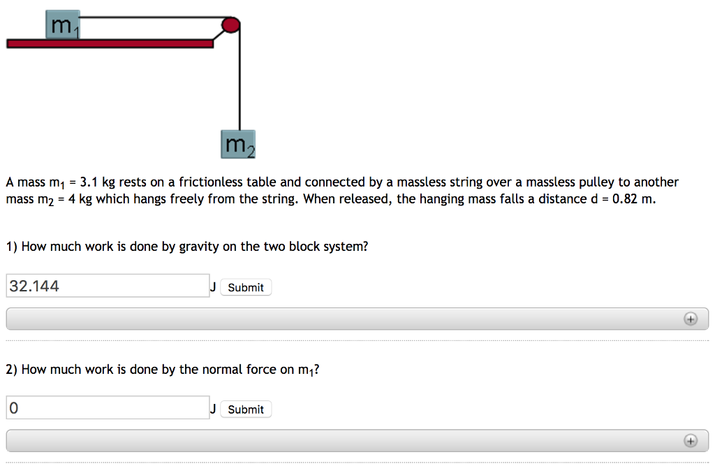 Solved m A mass m1- 3.1 kg rests on a frictionless table and | Chegg.com