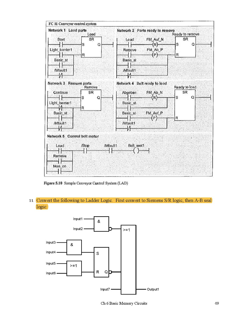 Solved Sample Conveyor Control System (LAD) Convert the | Chegg.com