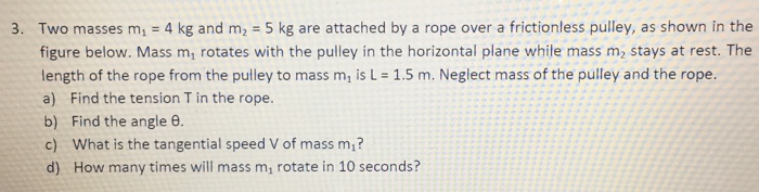 Solved Two masses m1 = 4 kg and m2 = 5 kg are attached by a | Chegg.com
