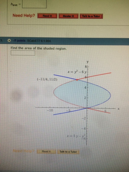 Solved Find the area of the shaded region. | Chegg.com