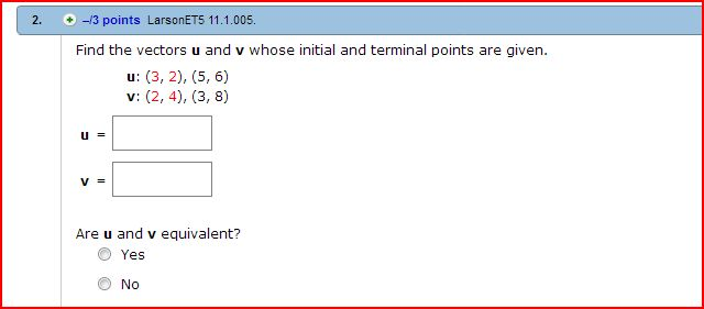Solved Find the vectors u and v whose initial and terminal | Chegg.com