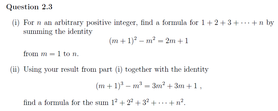 Solved (i) For n an arbitrary positive integer, find a | Chegg.com